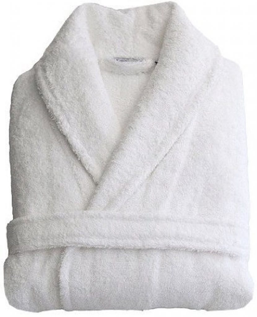 White 100% Cotton Towelling Bathrobe/Dressing Gown with N9 Pure Silver ...